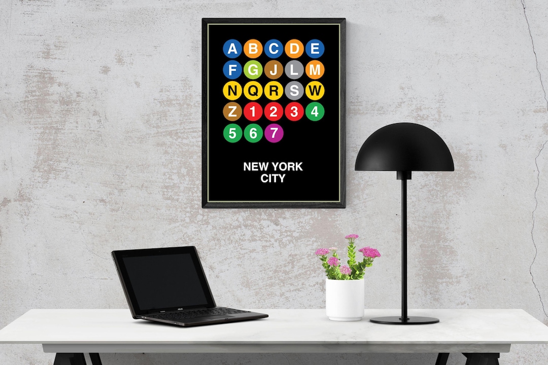 NYC Subway Poster – New York Transit Line Symbols With Typography ...