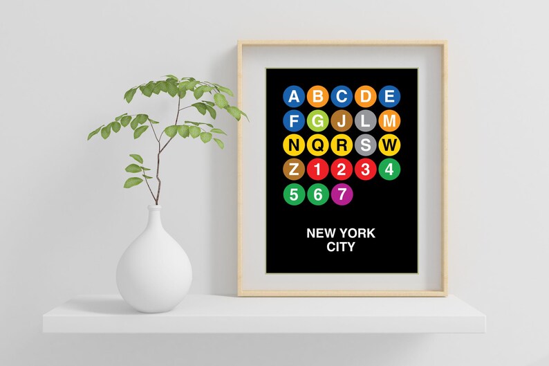 NYC Subway Line Symbols Print – Modern Transit Artwork (digital ...