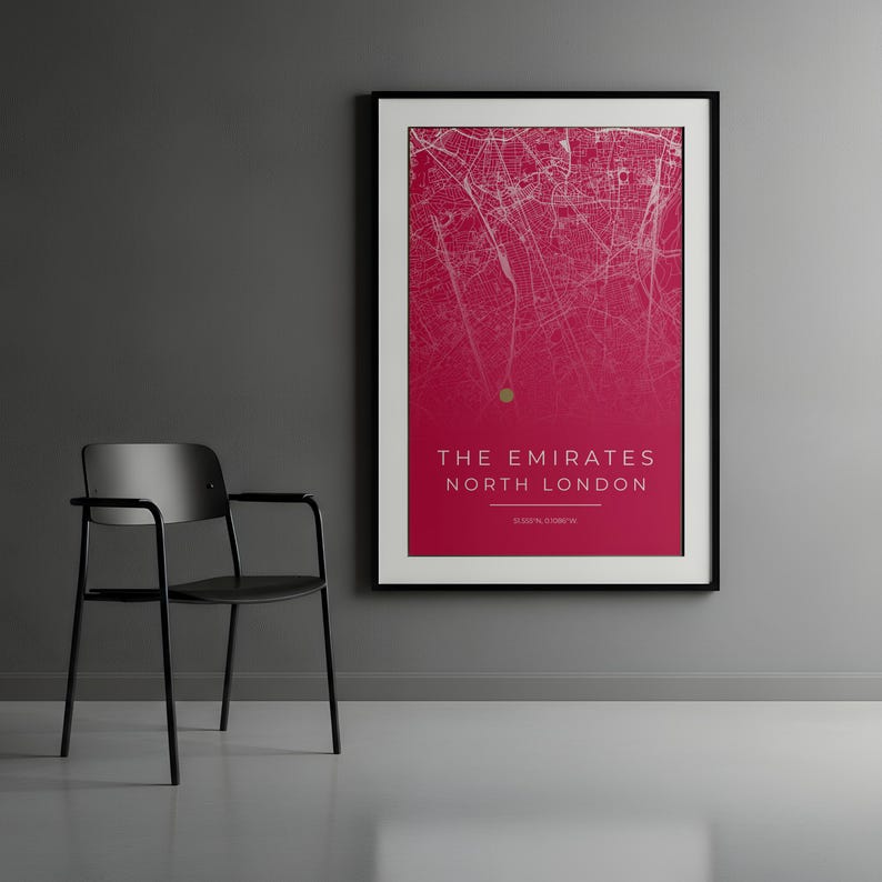 Emirates Stadium Map Print, North London Football Wall Art, Digital ...
