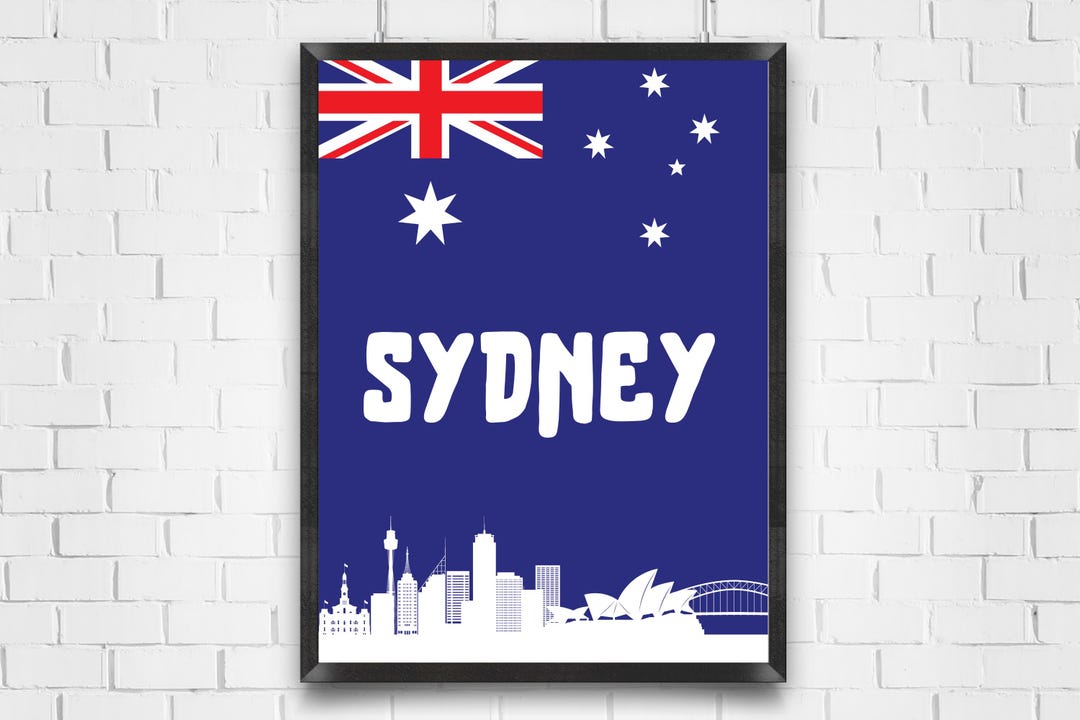 Sydney Australia Flag Skyline Print – Iconic Cityscape Digital Art ...
