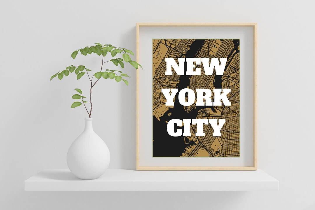 NYPD Style Typography Satellite Map | New York Printable Wall Art ...