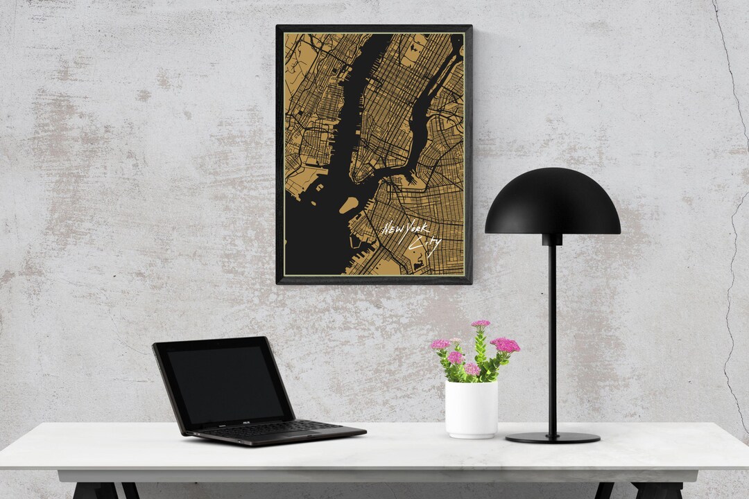 Gold New York City Map Print: Modern NYC Wall Art (digital Download) - Etsy