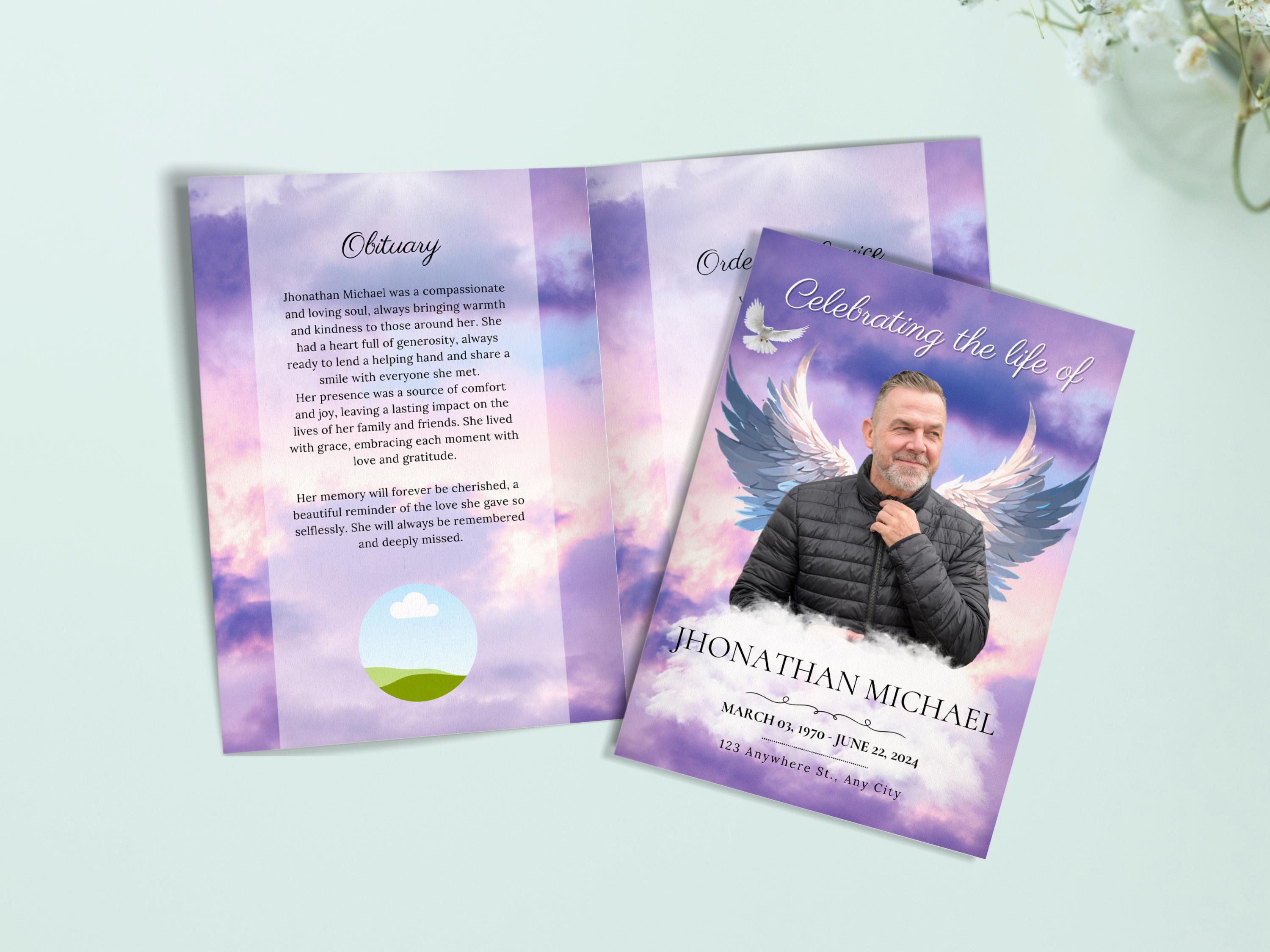 Purple Funeral Program Template Celebration of Life Program Obituary ...