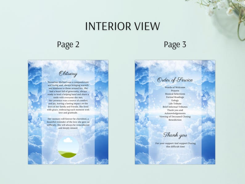 Blue Funeral Program Template Celebration of Life Program Obituary ...