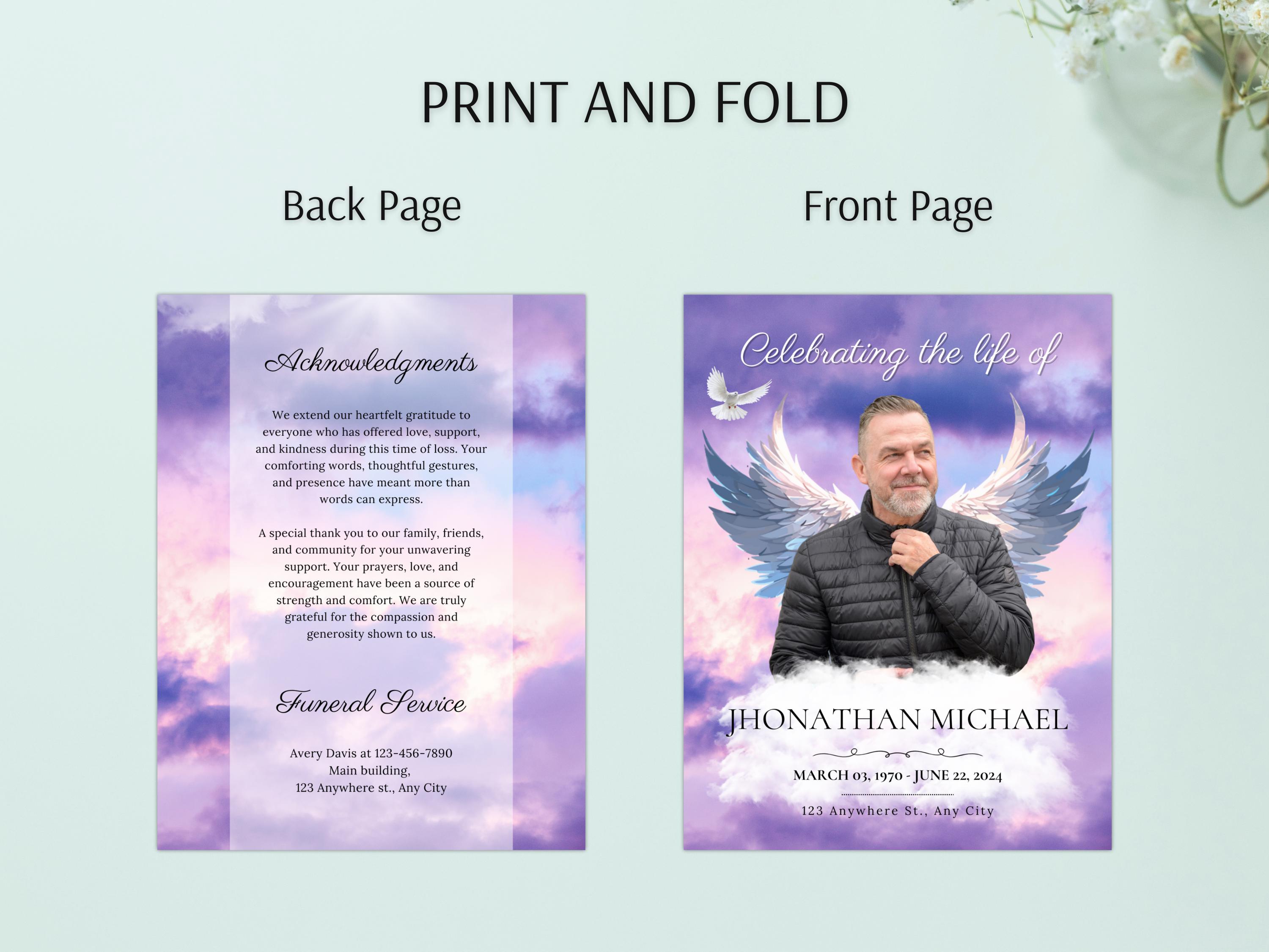 Purple Funeral Program Template Celebration of Life Program Obituary ...