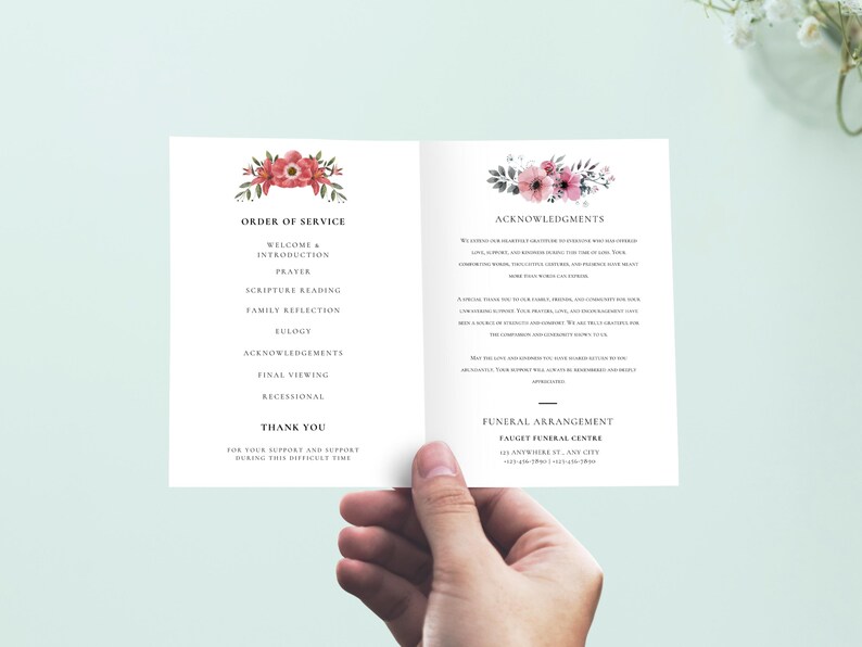 Funeral Program Template Floral Celebration of Life Program Obituary ...