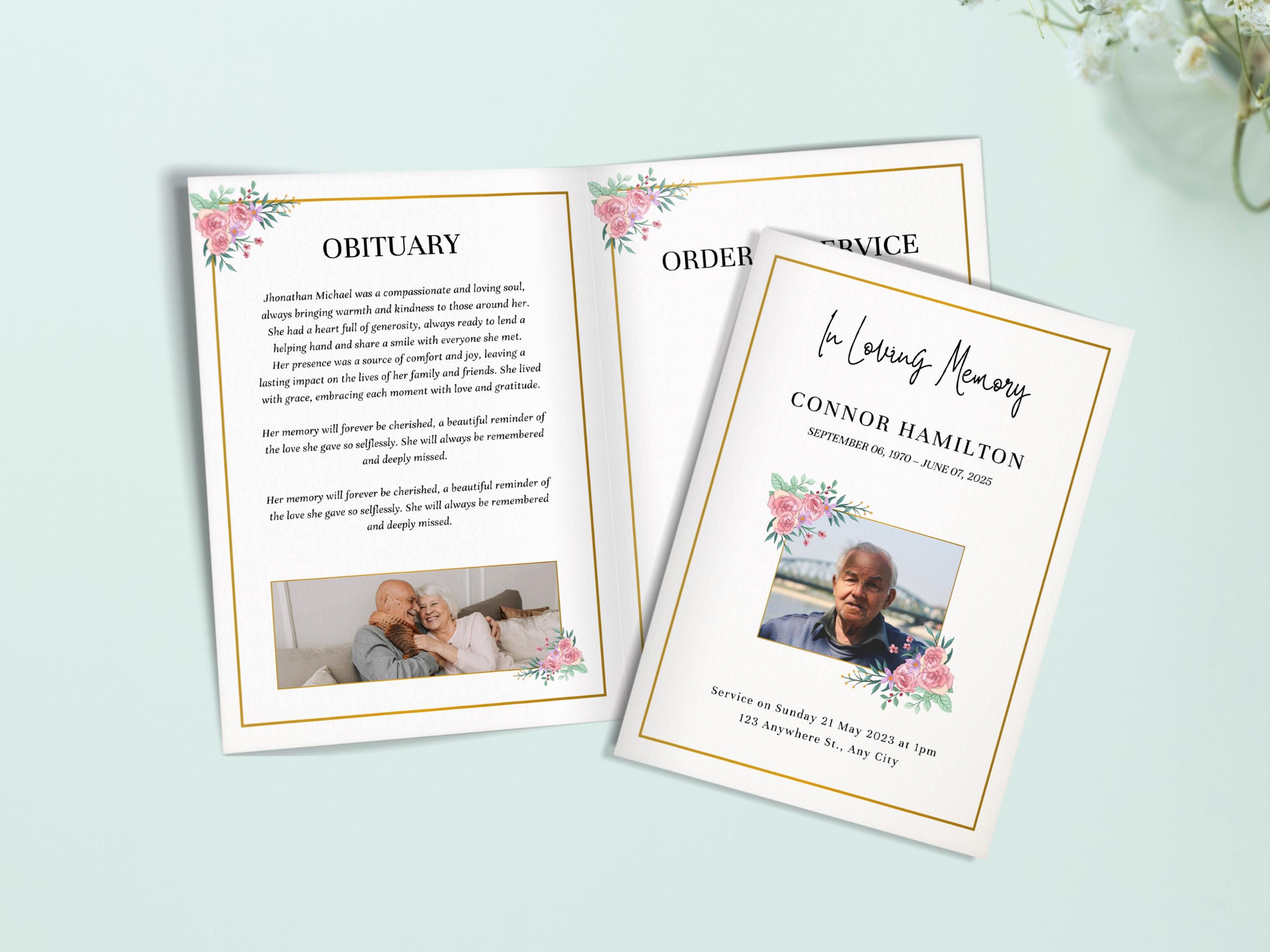 Editable Funeral Program Template Floral Celebration of Life Program ...