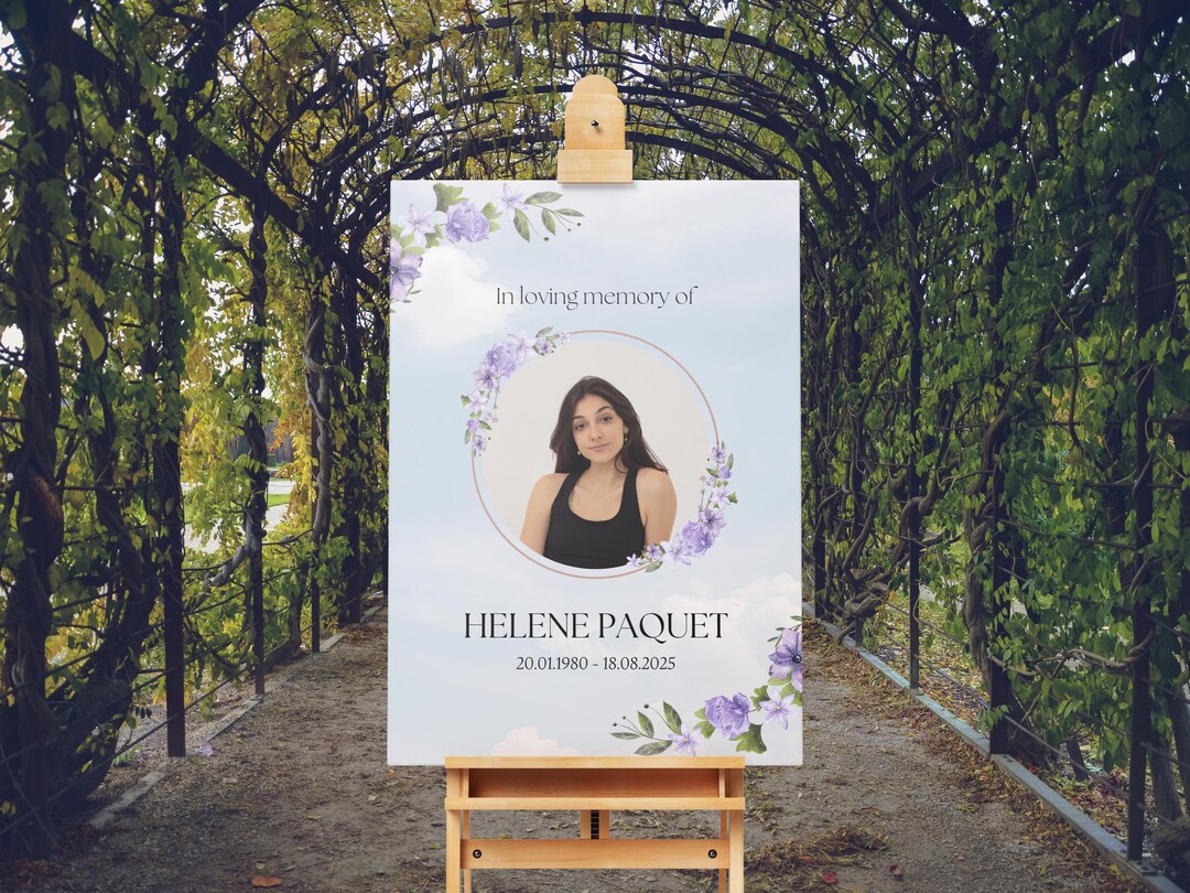 Purple Flower Funeral Welcome Sign Celebration of Life Sign Memorial ...
