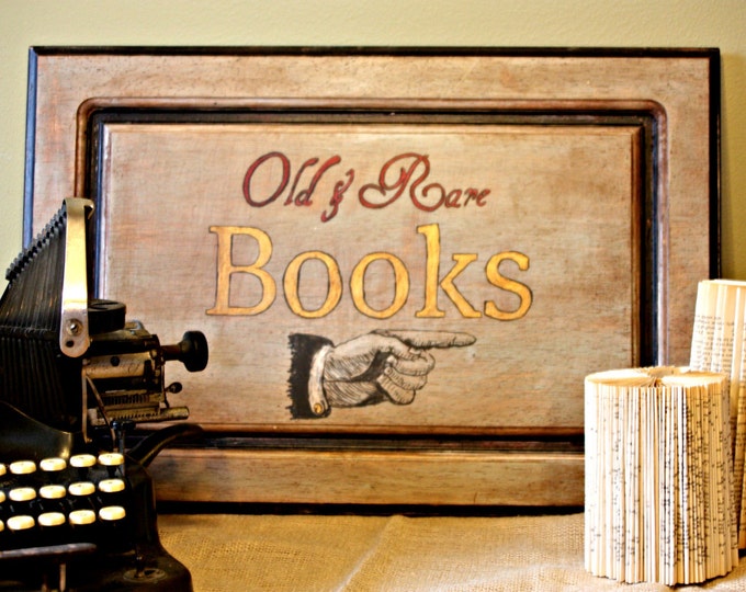 Old and Rare Books Sign- Painted on Upcycled Cabinet Door - Etsy