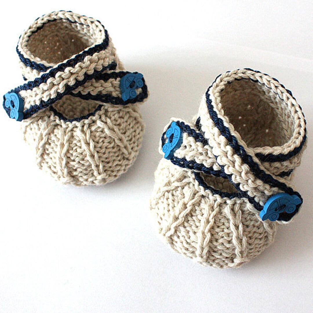 Knitting Pattern (PDF File) Cross Strap Baby Booties (sizes 0-3/3-6/6-9 ...