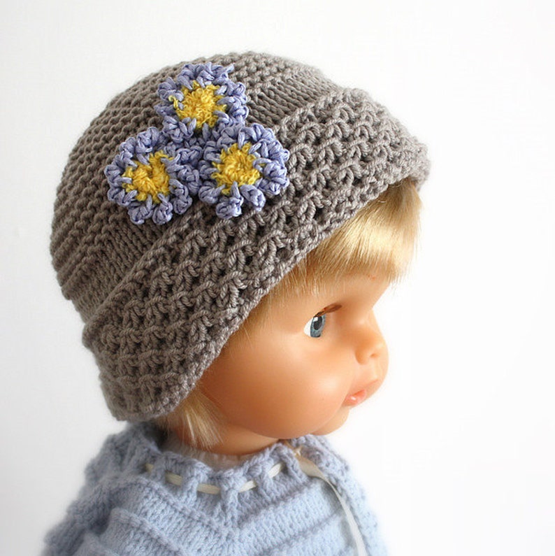 Knitting Patterns (pdf File) Forget-me-not Baby Hat (sizes 0-3/3-6/6-12 ...
