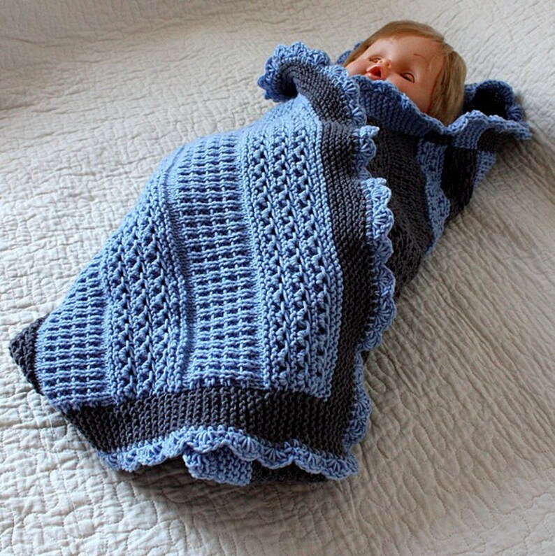 Knitting Pattern (pdf File) Baby Blanket Blue & Grey - Etsy