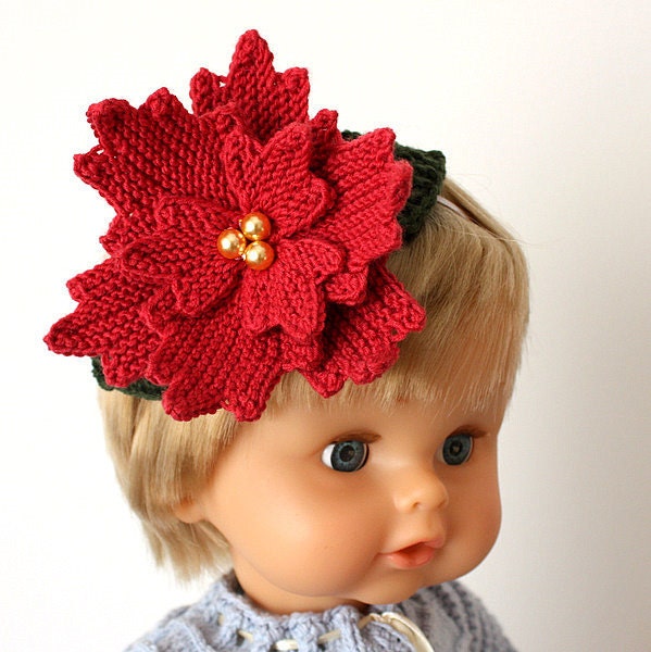 Knitting Pattern (pdf File) Christmas Flower - Headband/brooch/ Hair ...