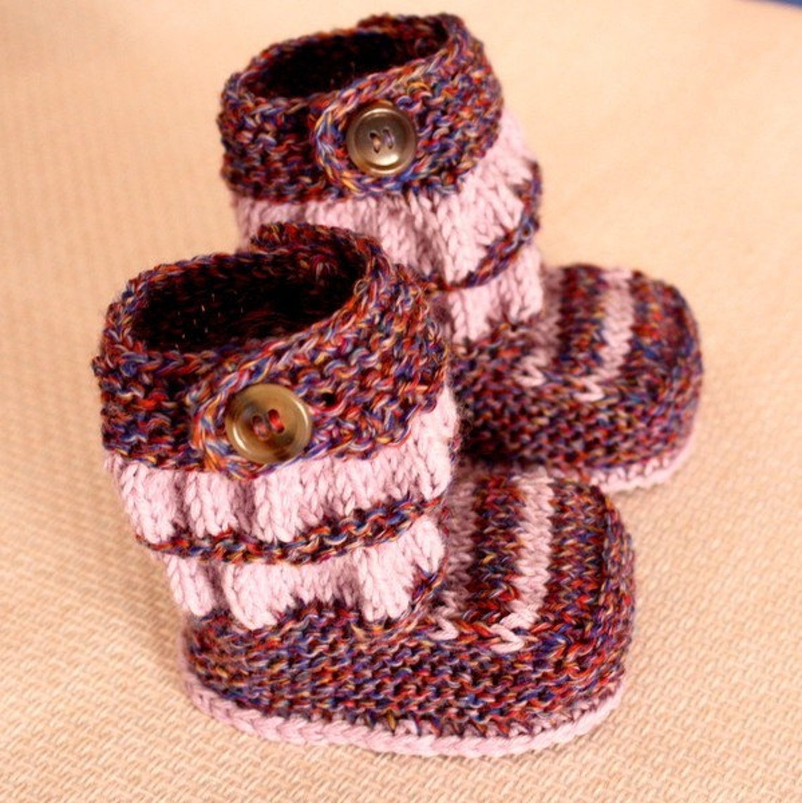 Knitting Pattern (pdf File) Baby Boots Two Buttons (0-6/6-12/ Toddler ...