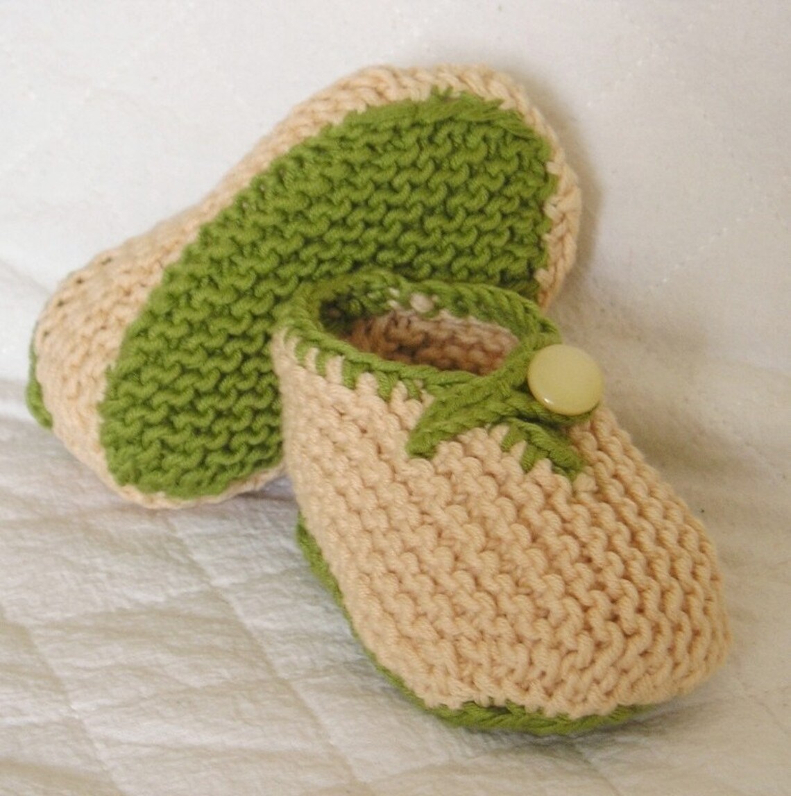 Knitting Pattern pdf File Slippers Two Colour for Baby sizes 0-3/3-6/6 ...