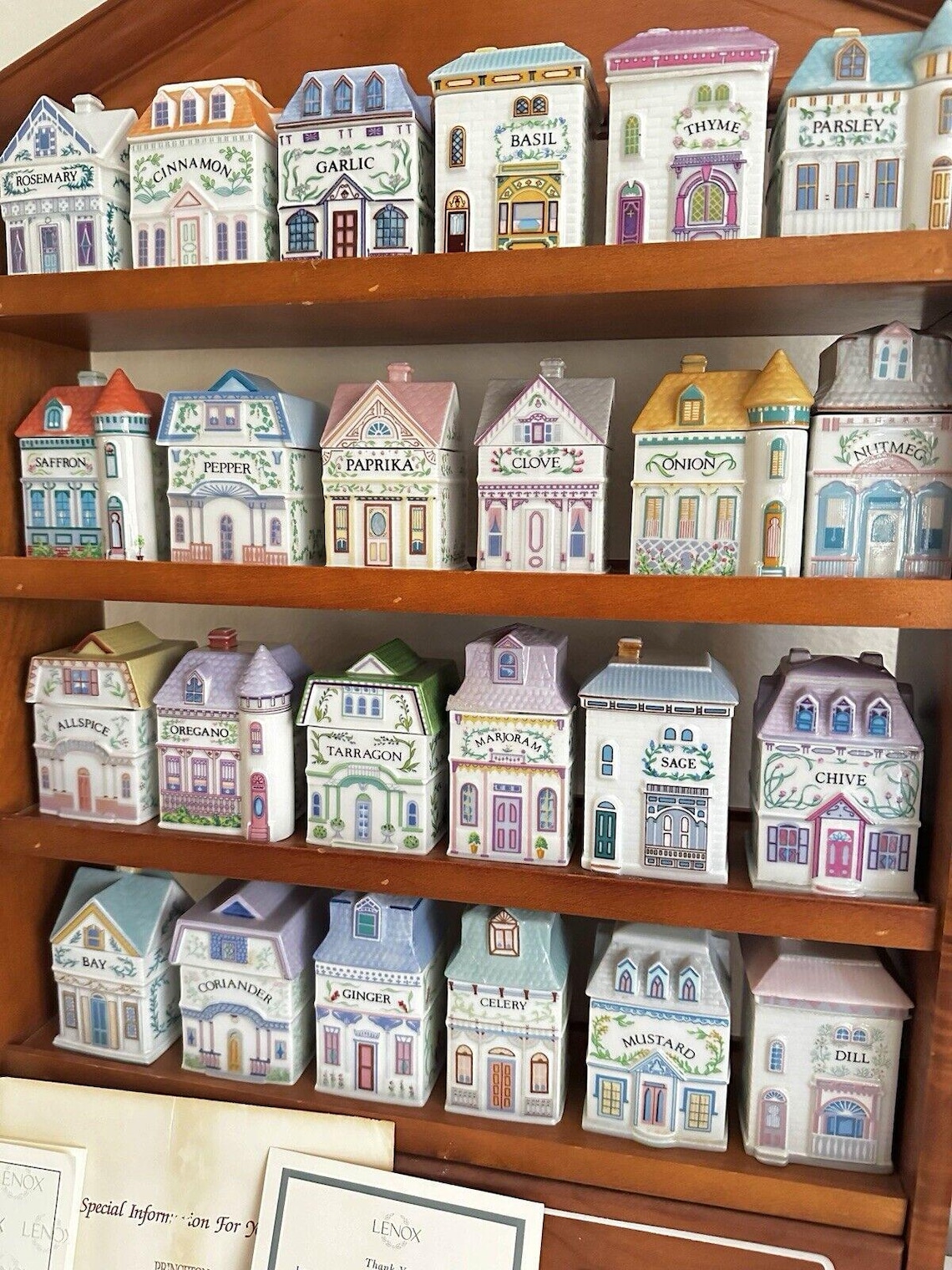 Vintage 1989 Lenox Spice Village COMPLETE 24 Set With Display Rack ...
