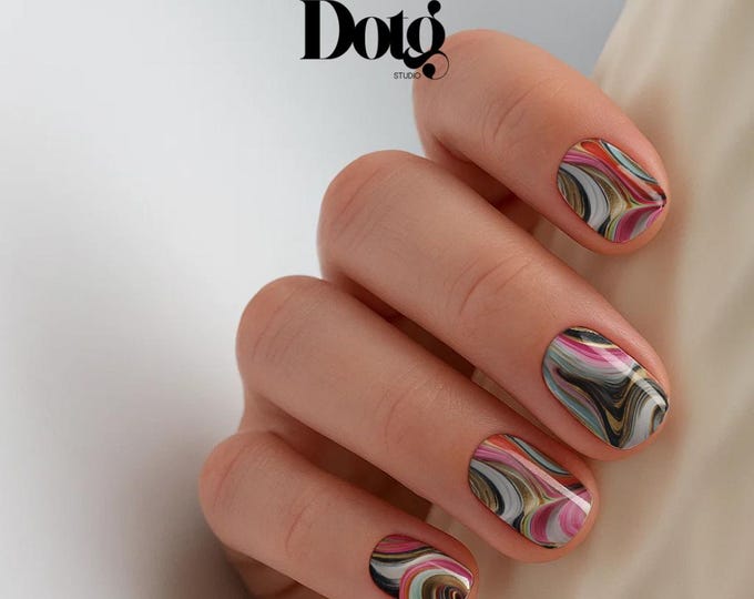 Colorful Abstract 3D Nails, Bold & Creative Press on Nails, Vibrant ...