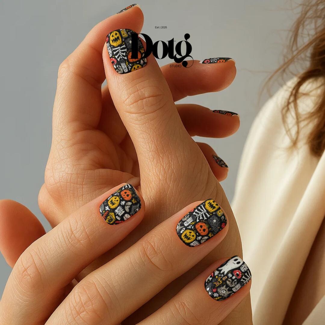 Halloween Nail Polish Wraps Spooky Doodle DIY Manicure & Pedicure Nails ...
