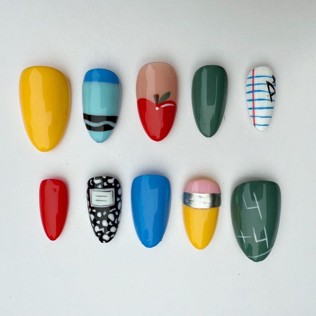 Teacher Themed Press on Nails - Etsy