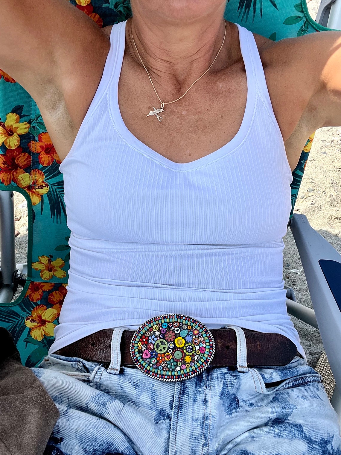 Peace Sign Belt Boho Style Buckle Flower Power Accessories - Etsy