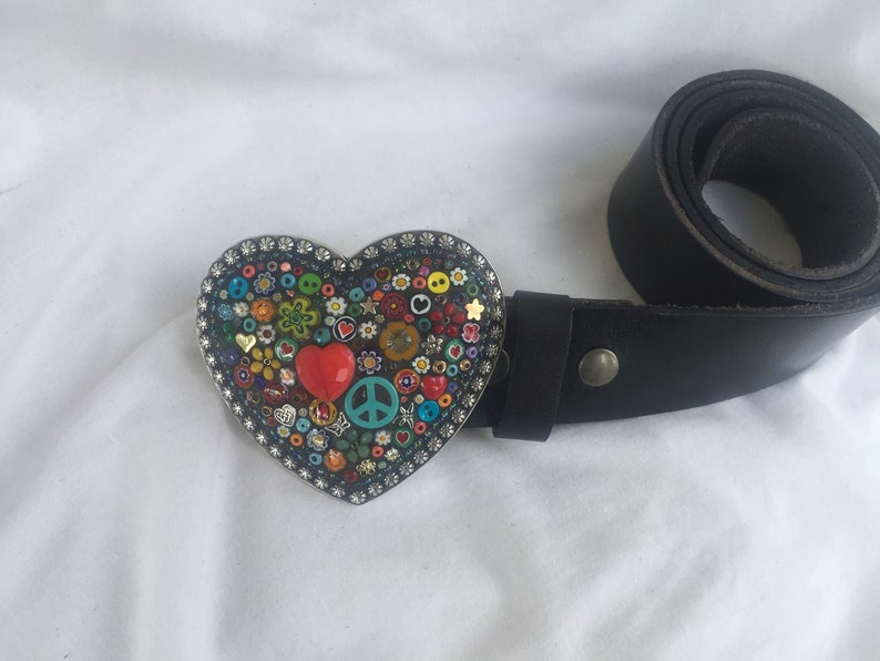 Peace Sign Belt Boho Style Buckle Flower Power Accessories | Etsy