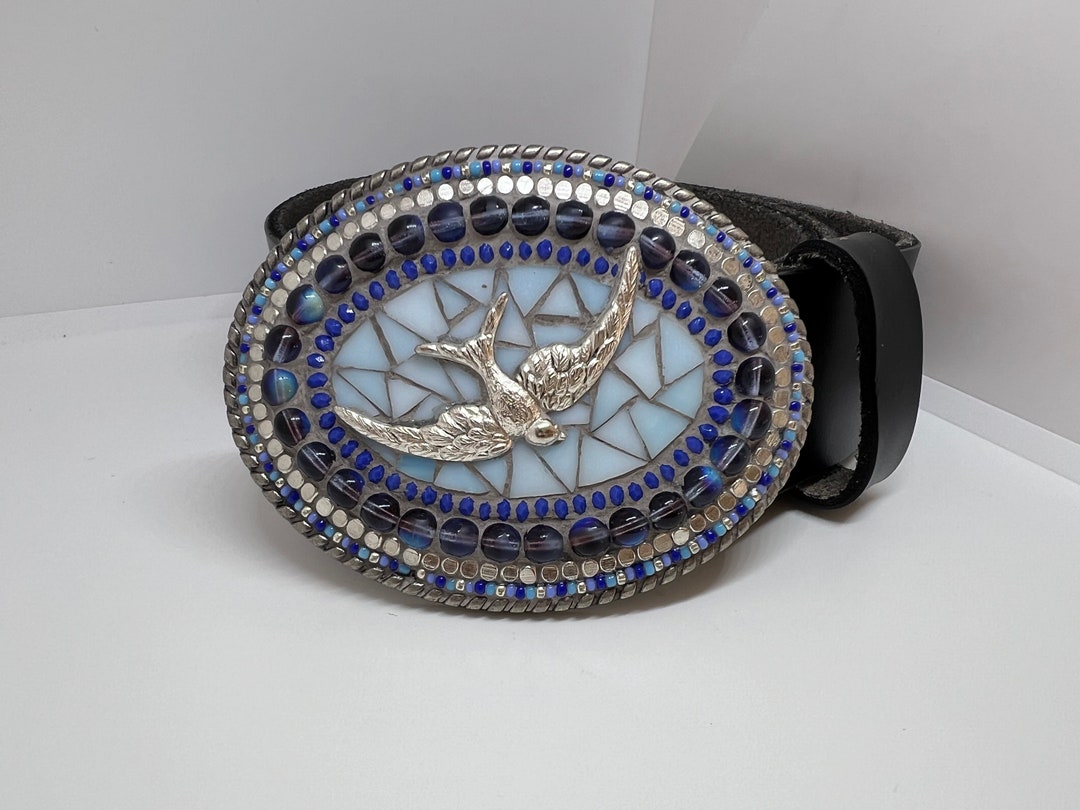 Bird Buckle, Western-style Belts for Women, Leather Belt Straps, Blue ...