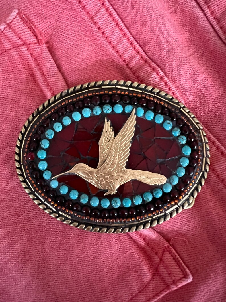 Hummingbird Mosaic Belt Buckle Bird Belt Beaded Buckle - Etsy