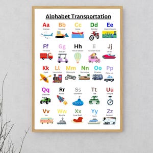 Transportation Alphabet Wall Art Print Poster | Educational Kids Room ...