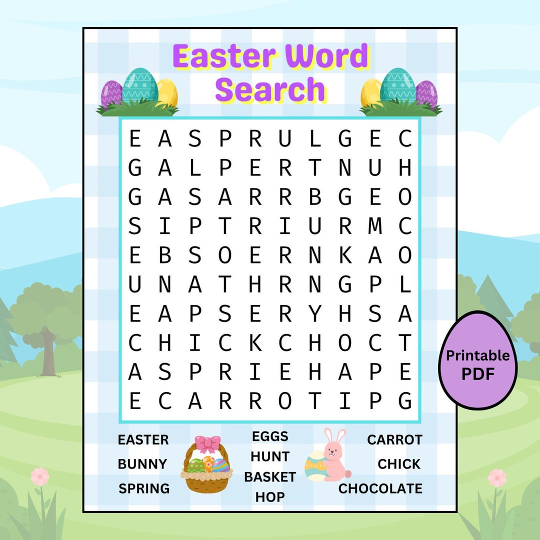 Easter Word Search Bunny Rabbit Find Hunt Eggs Activity Activities ...