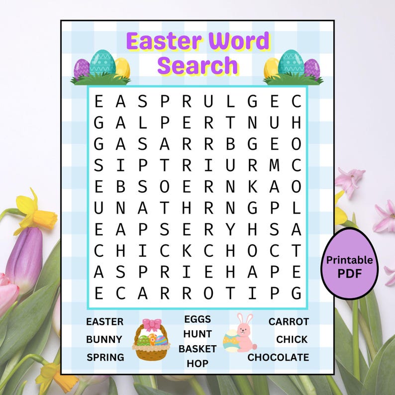 Easter Word Search Bunny Rabbit Find Hunt Eggs Activity Activities ...