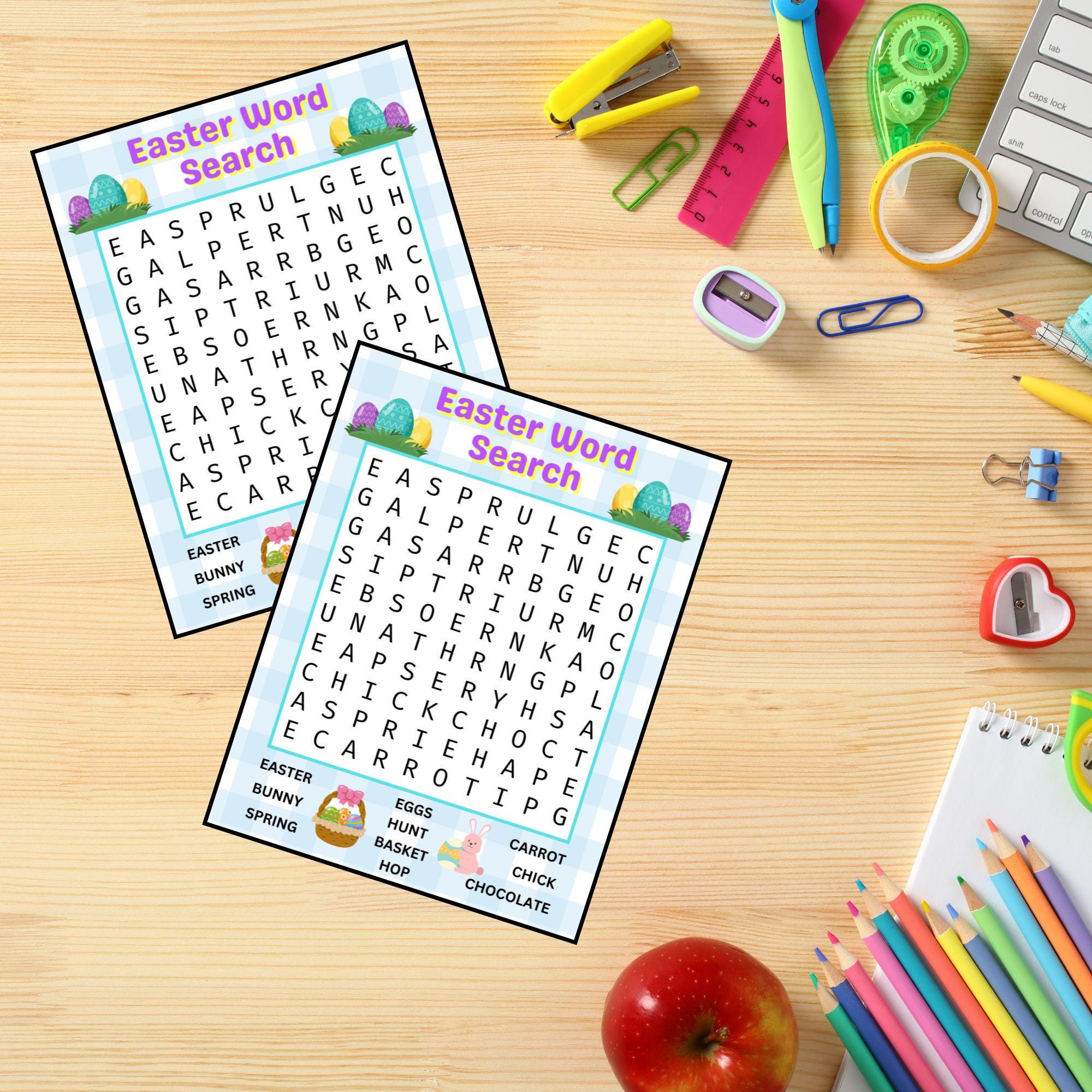 Easter Word Search Bunny Rabbit Find Hunt Eggs Activity Activities ...