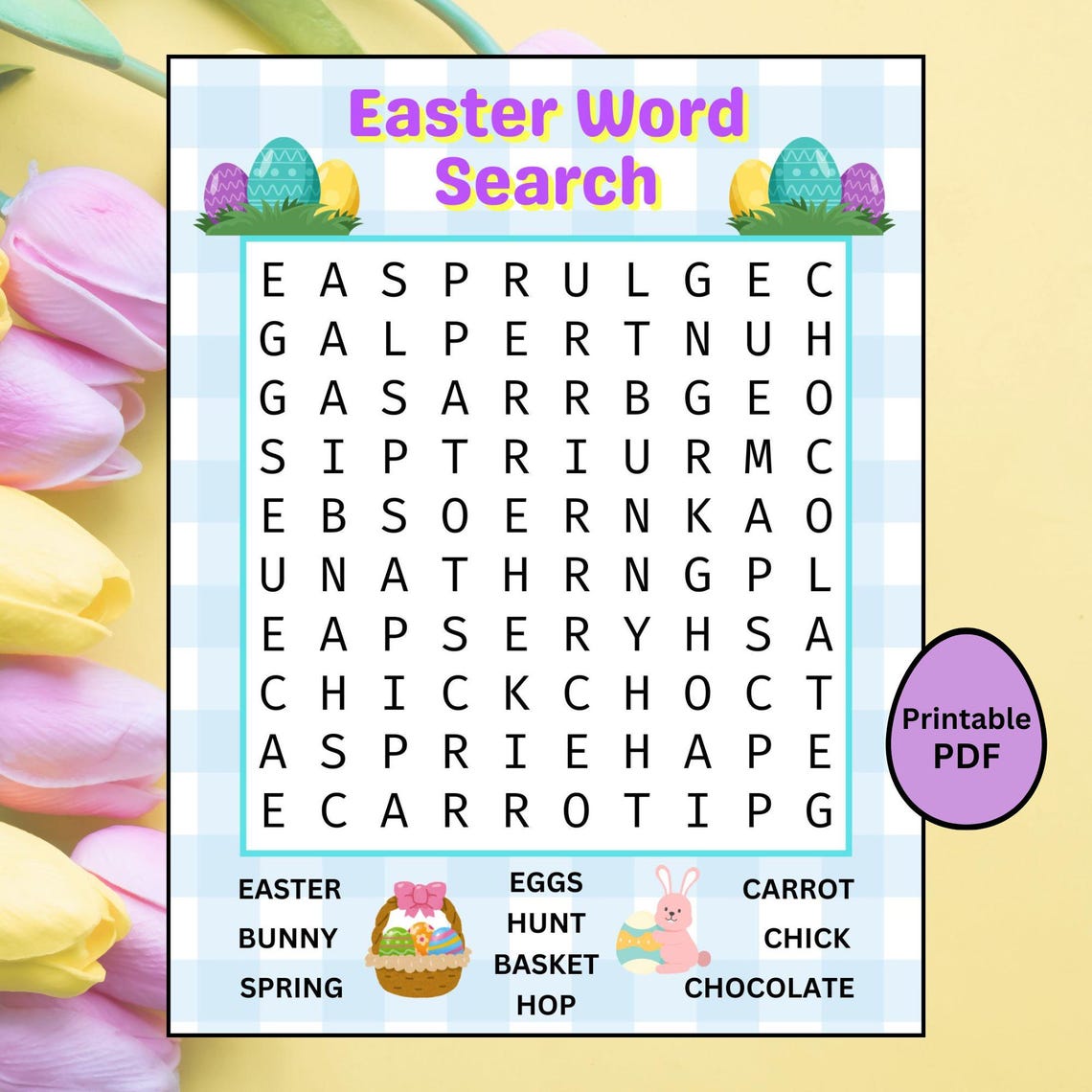 Easter Word Search Bunny Rabbit Find Hunt Eggs Activity Activities ...