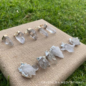 Raw Clear Quartz Cluster Pendant: Gold or Silver Plated Crystal ...