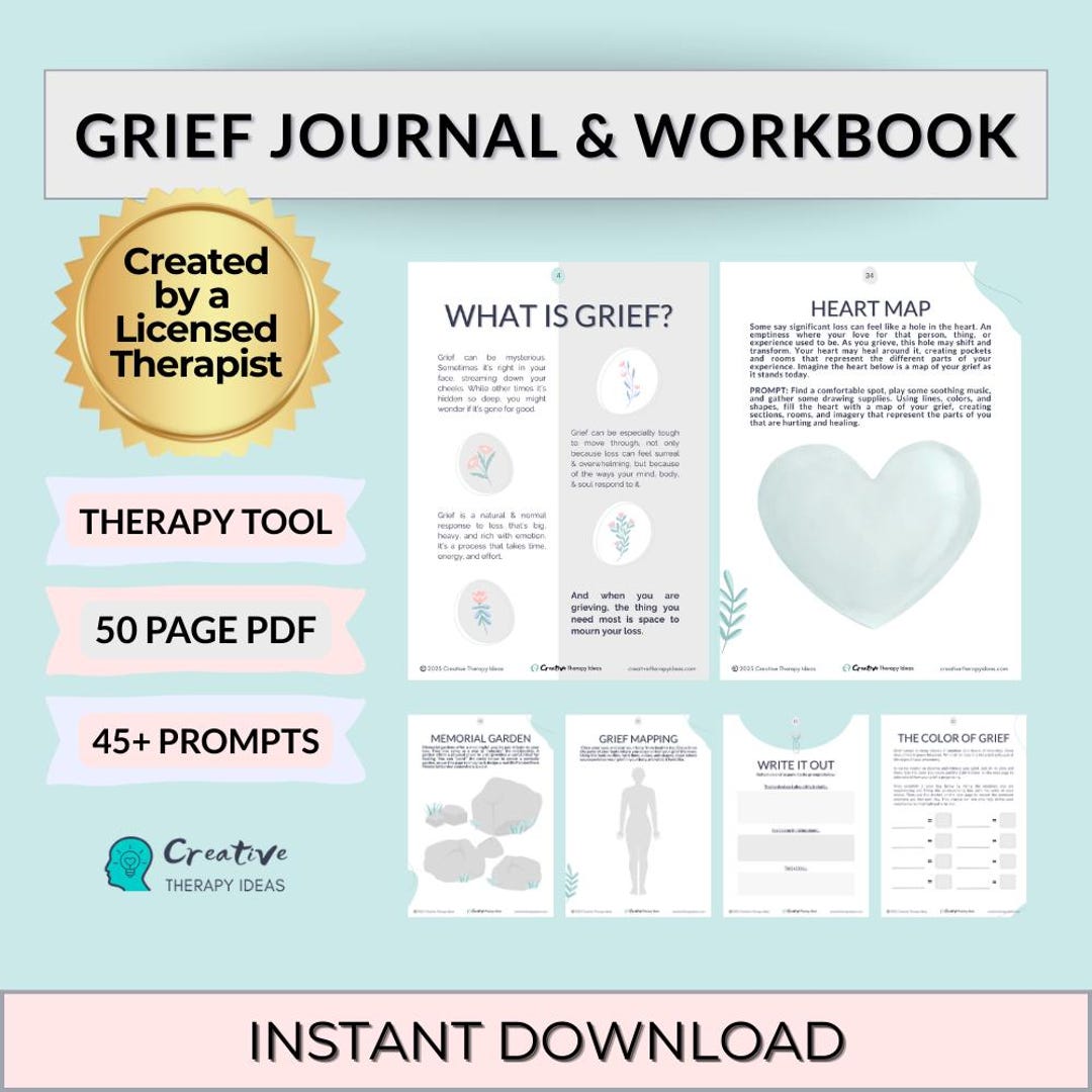 Grief Journal & Workbook for Self Healing Work and Grief Therapy (50 ...
