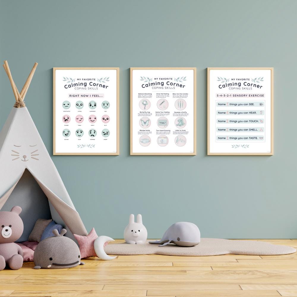 Calm Down Corner Poster Set: Coping Skills, Feelings Identification ...