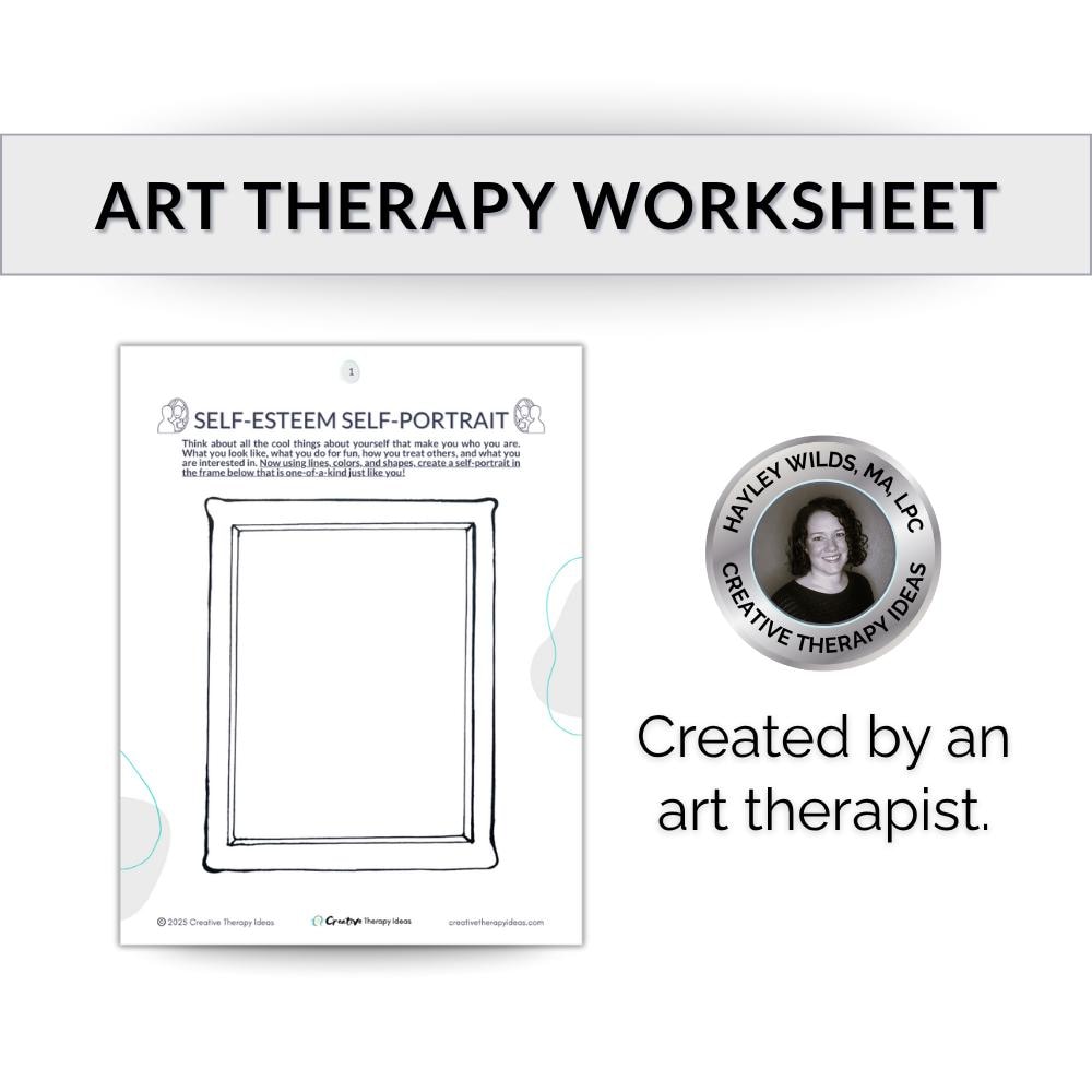 Self-esteem Art Therapy Worksheet: Self-portrait Drawing Prompt (PDF ...