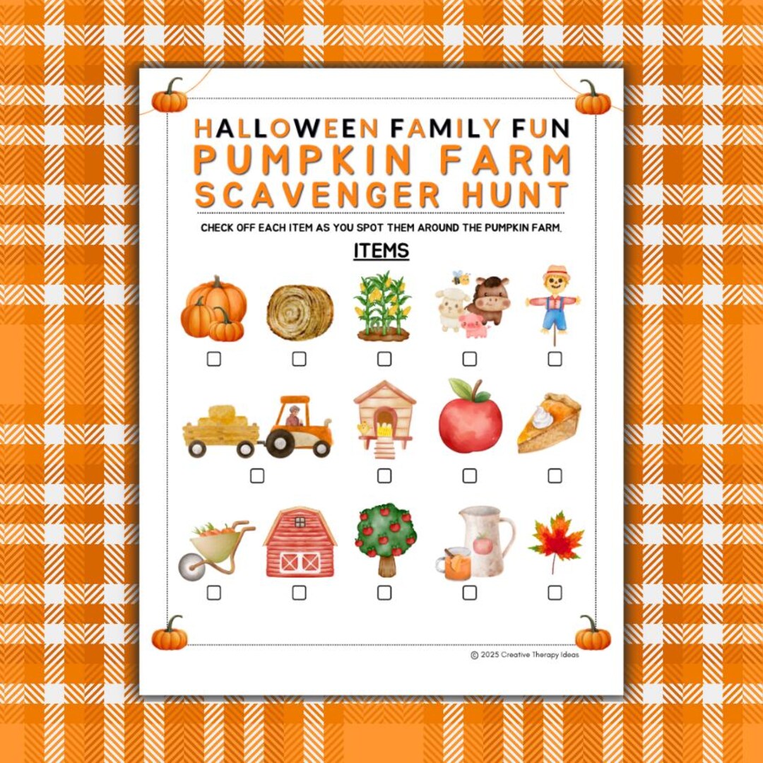 Pumpkin Farm Scavenger Hunt: Halloween Family Game, Printable PDF ...