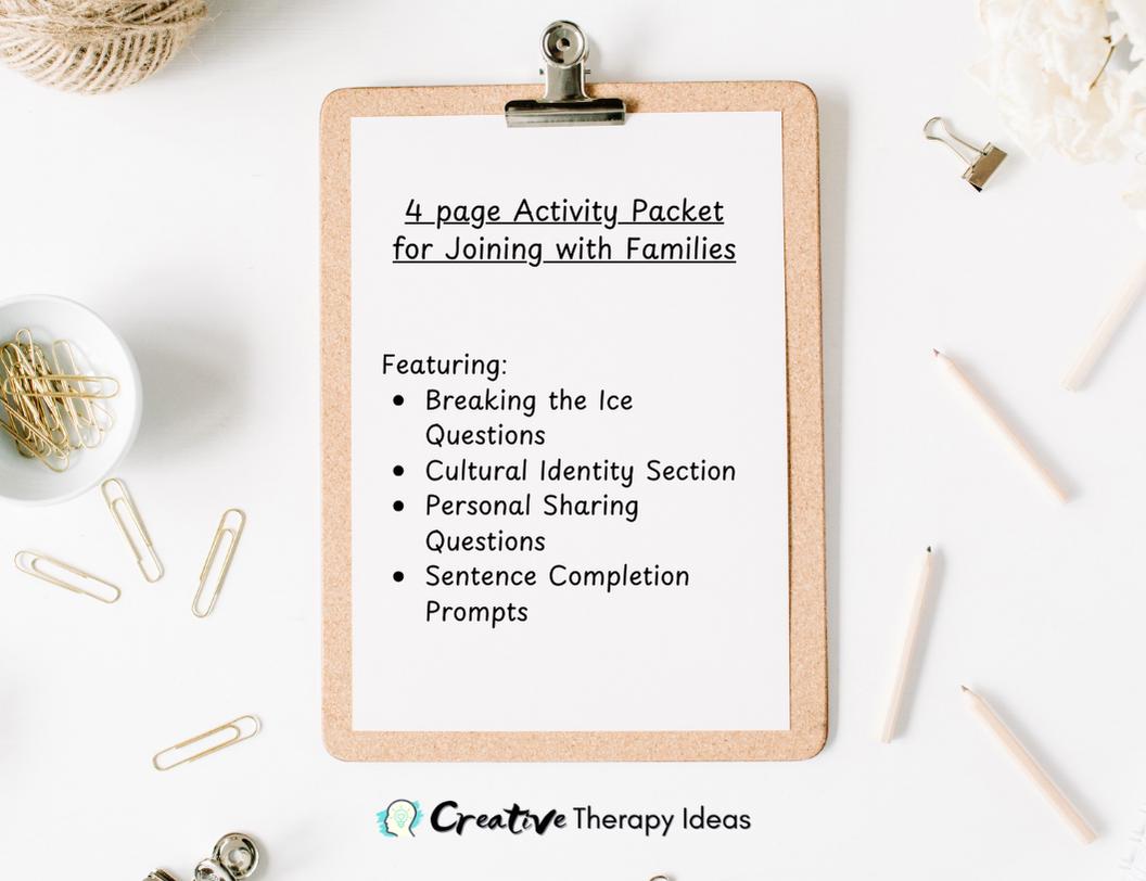 Family Therapy Joining & Bonding Activity Packet for Family Therapists ...