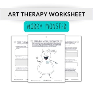 Worry Monster Art Therapy Worksheet: Anxiety Therapy Activity for Kids ...