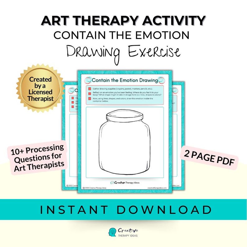 Art Therapy Worksheet | Container Drawing Art Therapy Activity | Art ...