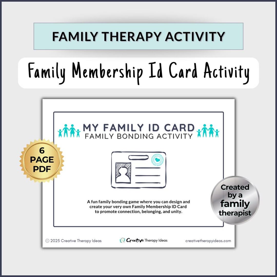 Family Therapy Worksheet | Family ID Card Activity | Family Therapy Activities for Kids | Family ...