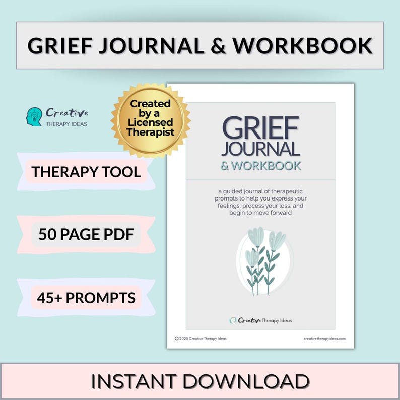 Grief Journal & Workbook for Self Healing Work and Grief Therapy (50 ...