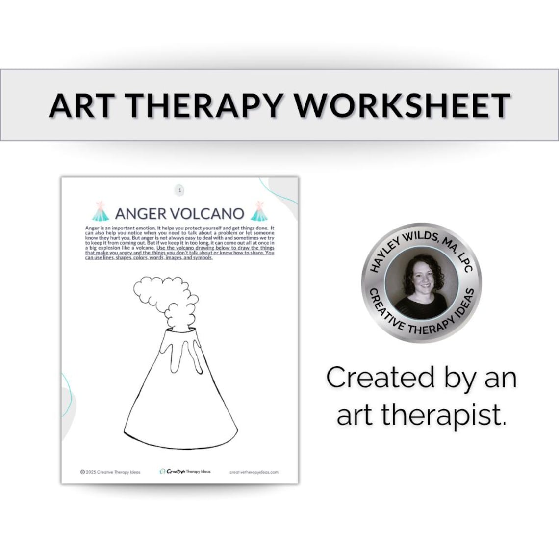 Anger Volcano Art Therapy Worksheet: Kids & Teens Emotion Regulation ...