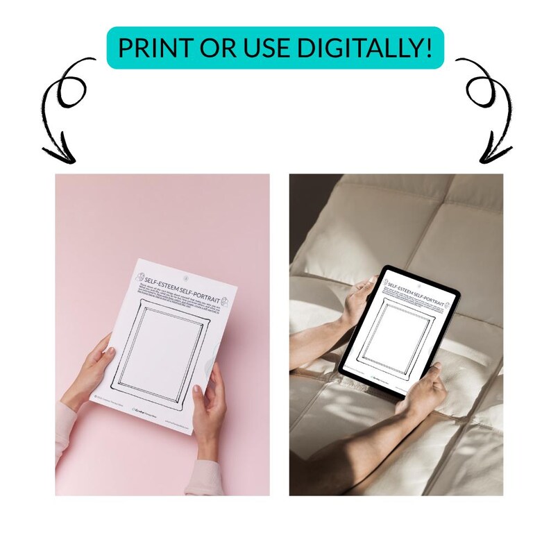 Self-esteem Art Therapy Worksheet: Self-portrait Drawing Prompt (PDF ...