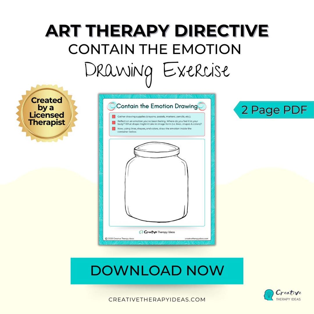 Art Therapy Worksheet | Container Drawing Therapy Exercise | Art ...