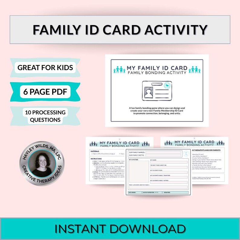 Family Therapy Worksheet | Family ID Card Activity | Family Therapy ...