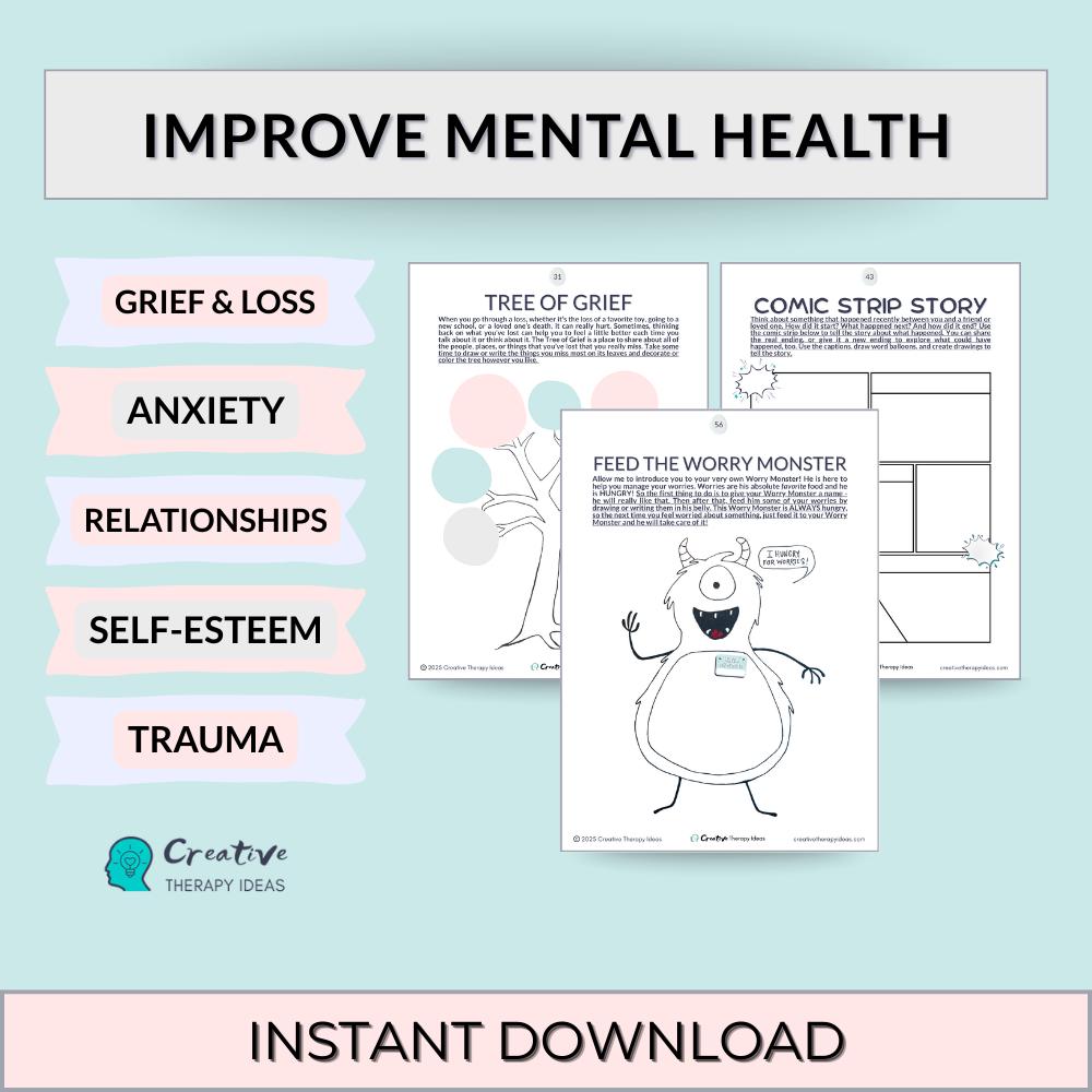 Art Therapy Worksheets for Kids Printable Worksheet Bundle for Child ...