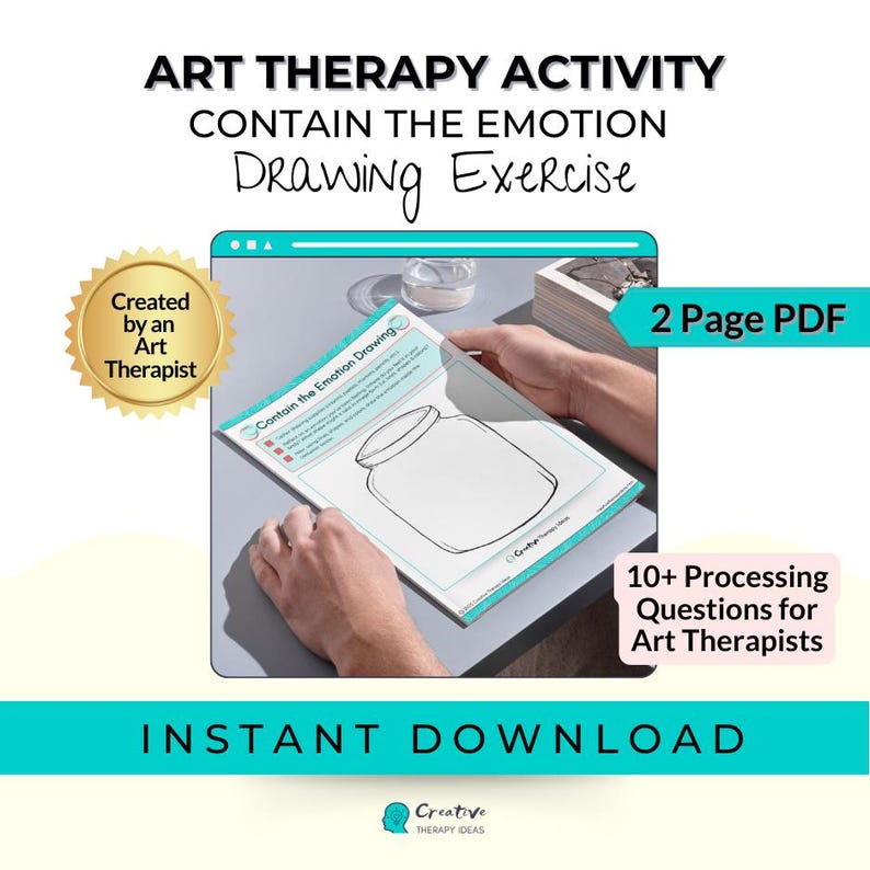 Art Therapy Worksheet | Container Drawing Art Therapy Activity | Art ...