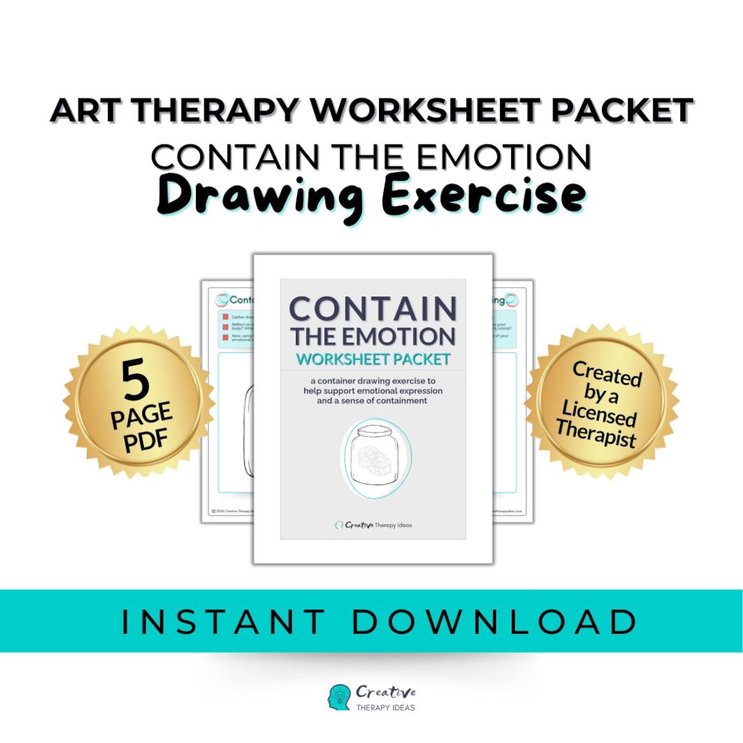 Contain the Emotion Art Therapy Worksheet Packet, Therapeutic Drawing ...