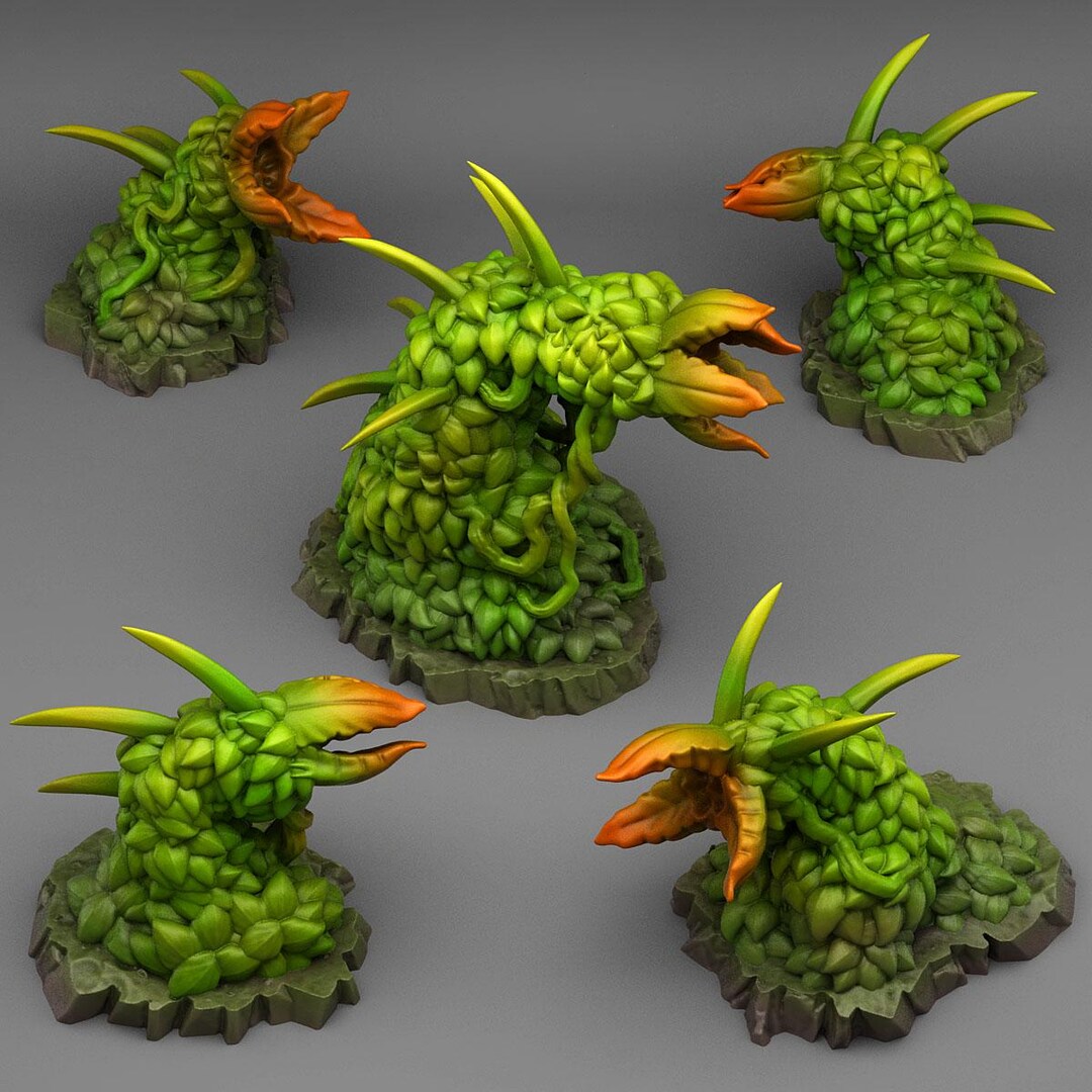 Carnivorous Hedges (set of 5) – Resin Miniature Terrain for D&D - Etsy